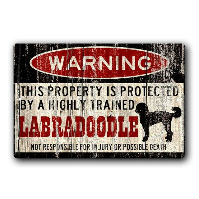 Labradoodle Sign,Funny Metal Signs,Dog warning Sign,Labradoodle Warning ...