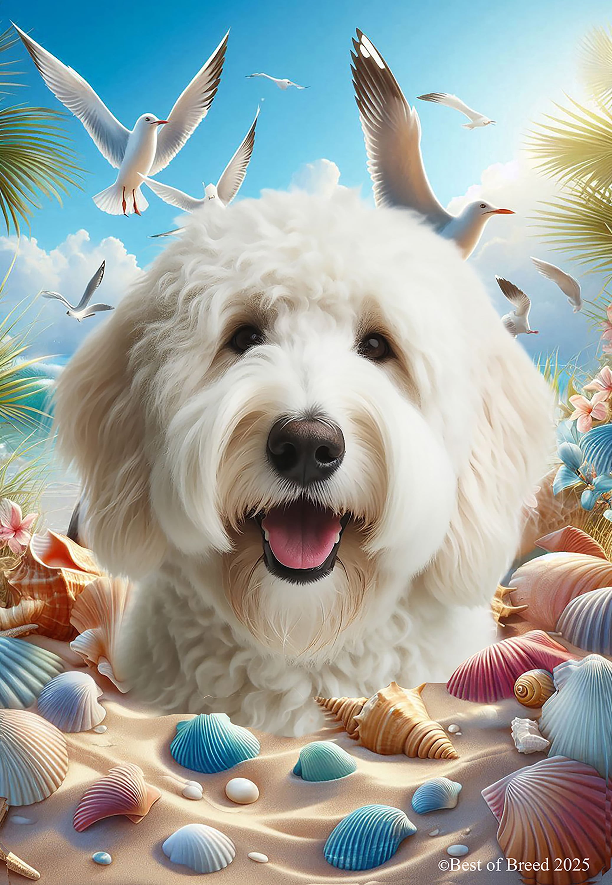 Labradoodle White - Best of Breed Summer Beach Outdoor Garden Flag 12 ...