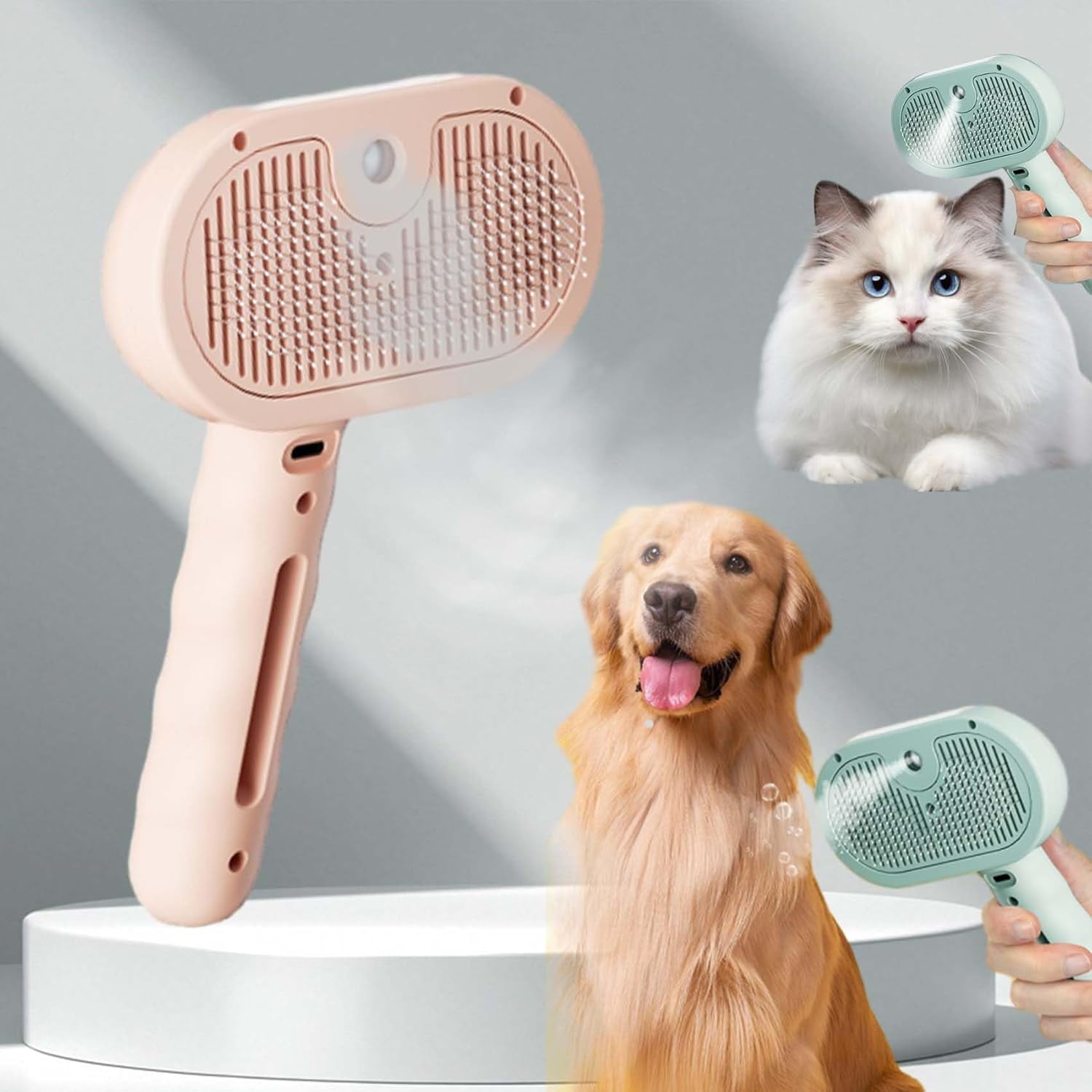 Labrador Charm Steam Brush, Pet Water Steam Spray Grooming Comb, 3 In 1 ...
