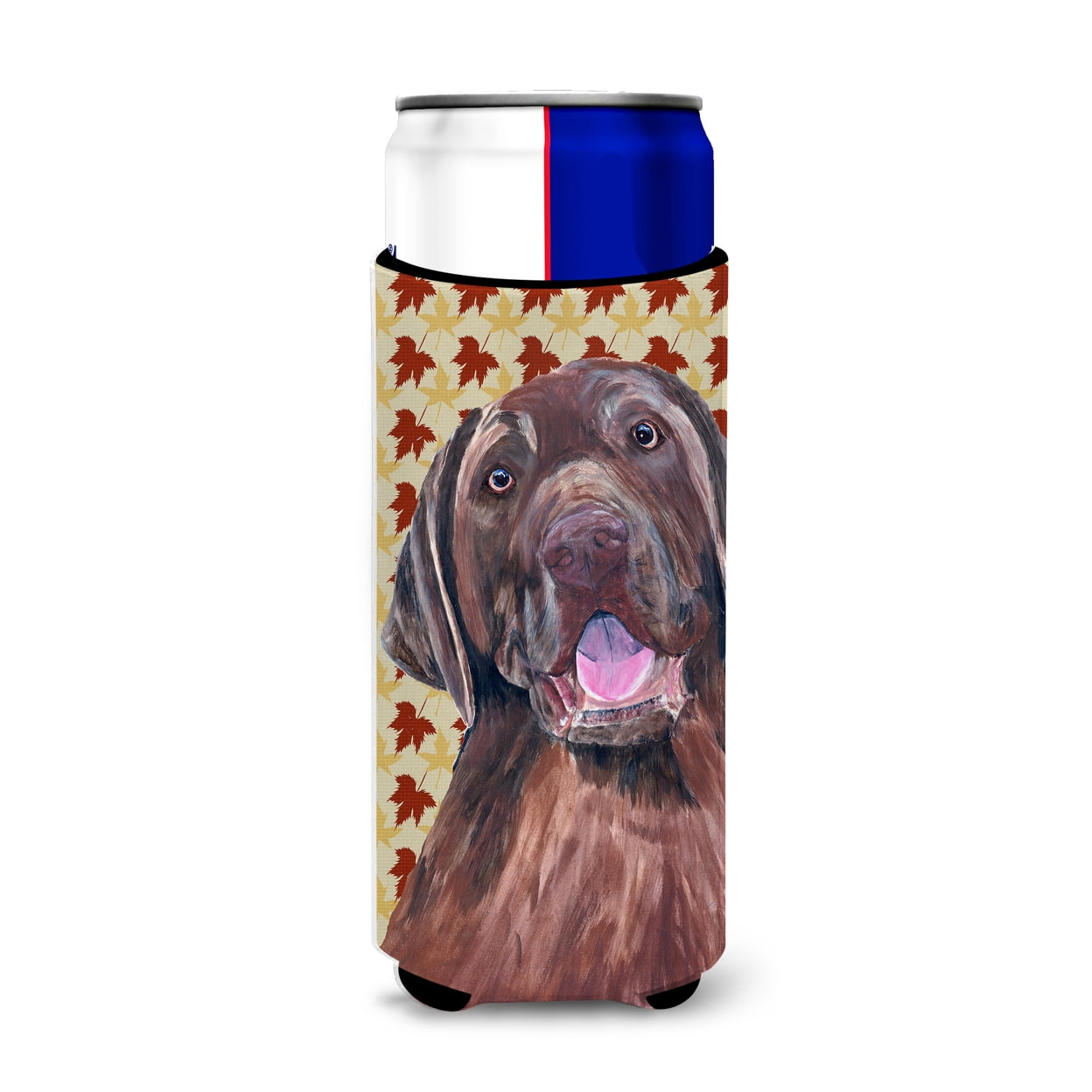 Labrador Chocolate Fall Leaves Portrait Ultra Hugger for slim cans ...