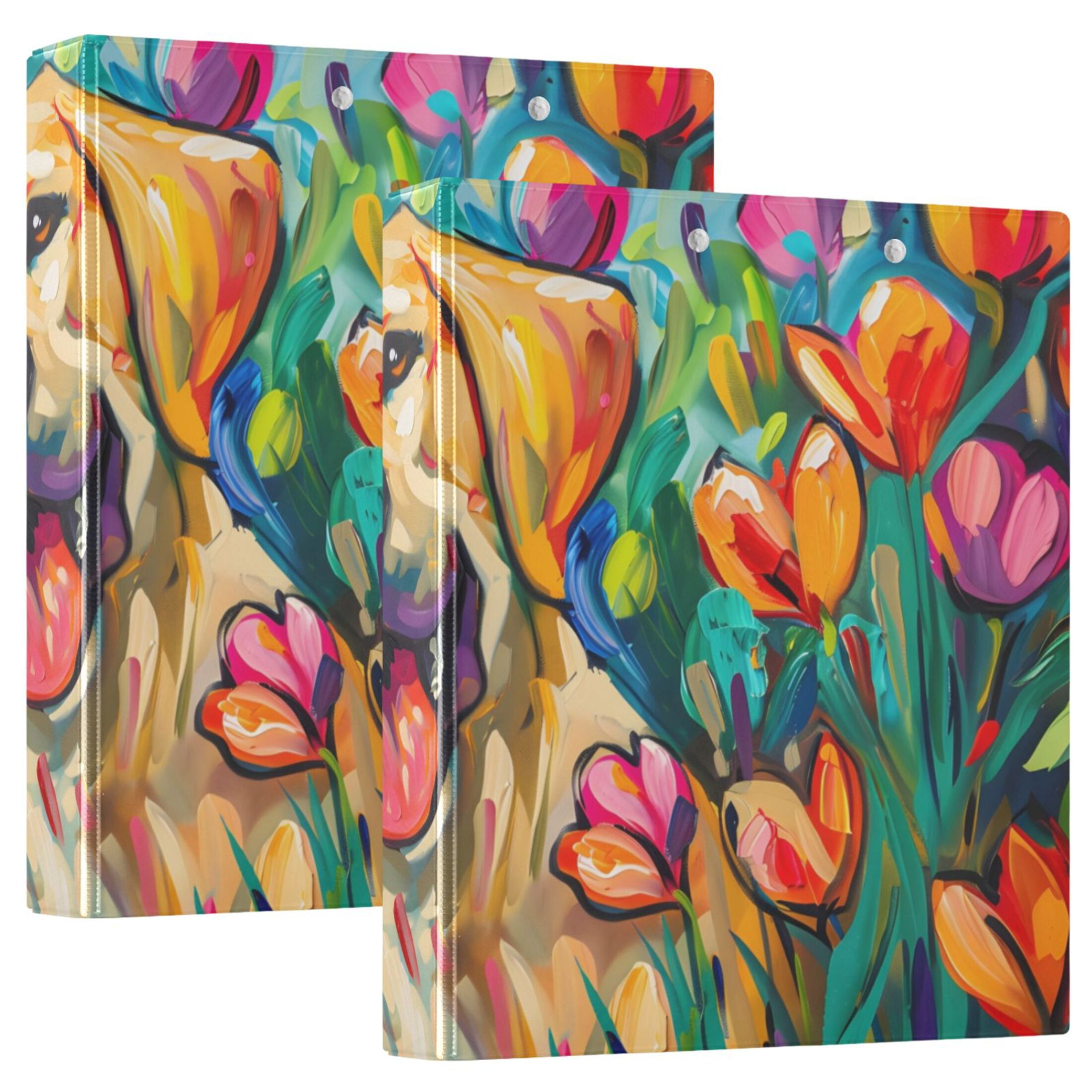 Labrador Dog Flower 3 Ring Binders 1.5 inch Hardcover File Folders with ...