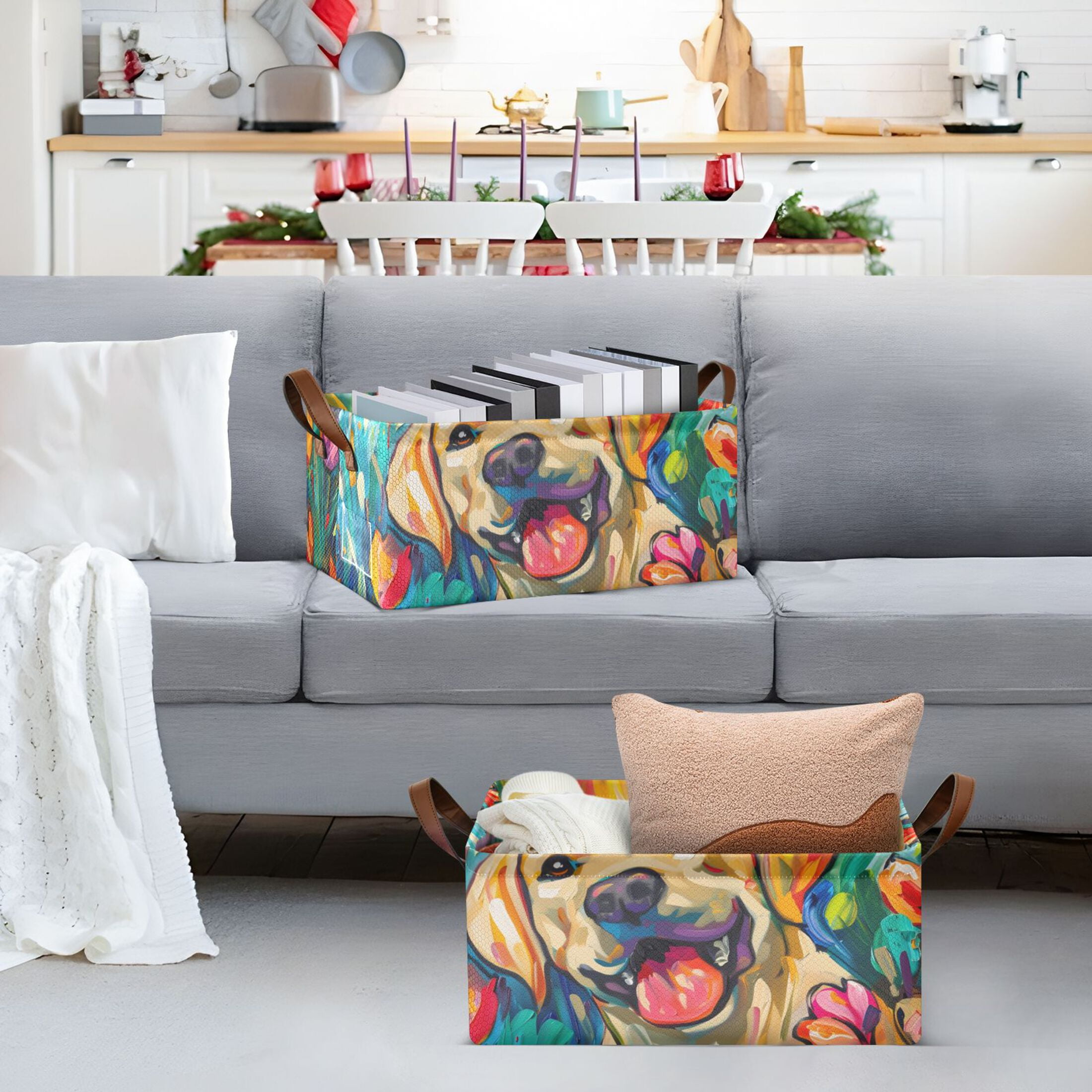 Labrador Dog Flower Storage Bins with Handles Foldable Storage Baskets ...