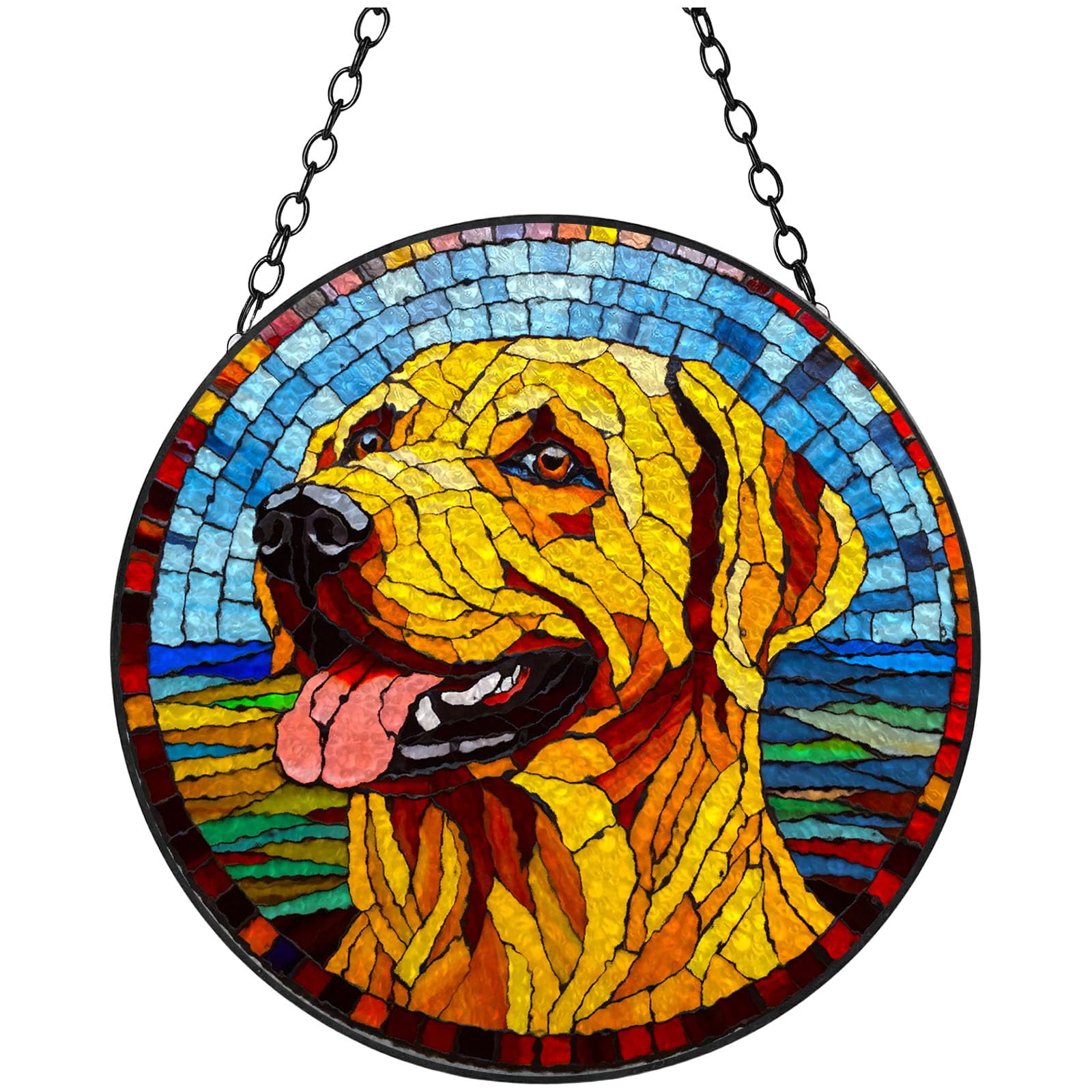 Labrador Dog Portrait Stained Glass Suncatcher Window Hangings Colored ...