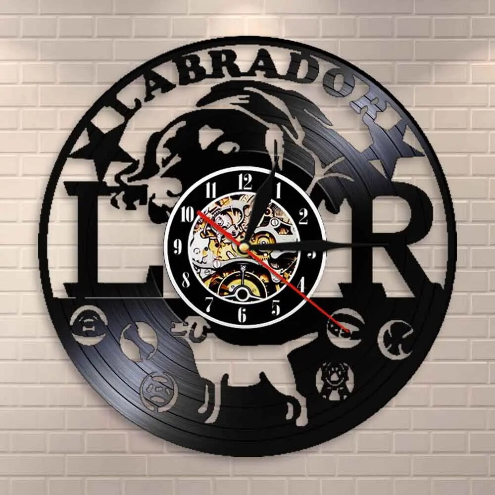 Labrador Dog Vinyl Wall Clock,Vinyl Record Clock Wall Art Black ...