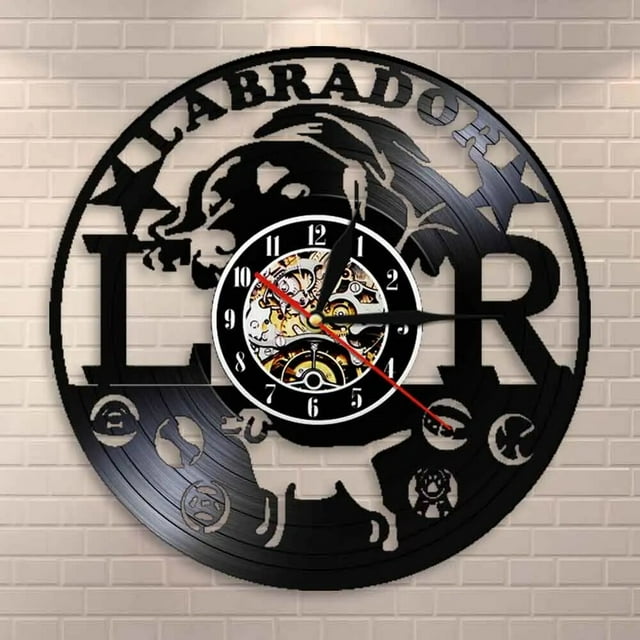 Labrador Dog Vinyl Wall Clock,Vinyl Record Clock Wall Art Black ...