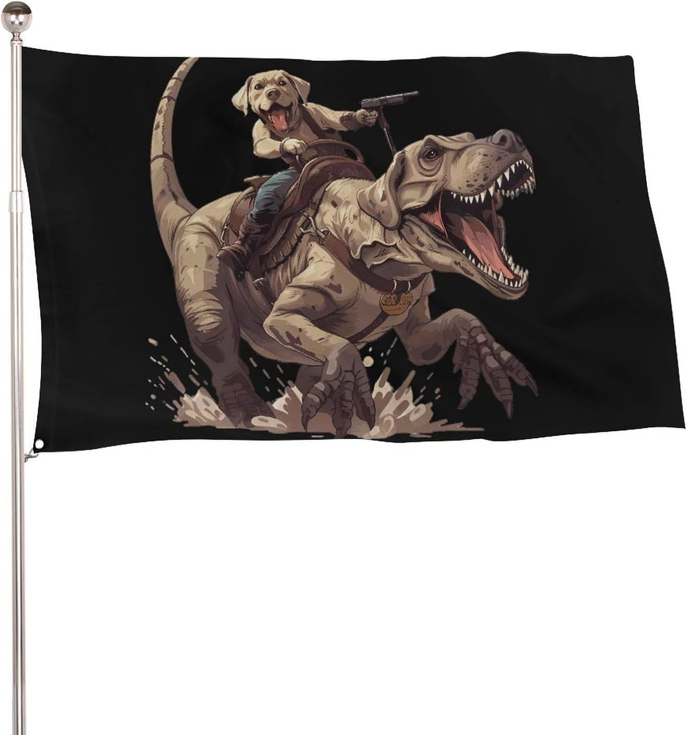 Labrador Dog and Dinosaur Printed Flag with 2 Brass Grommets Banner ...