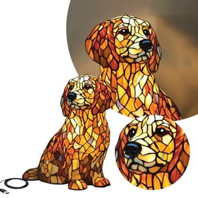 Stained Glass Dog Lamp, Cute Dog Series Art Nightlight, Stained Resin ...