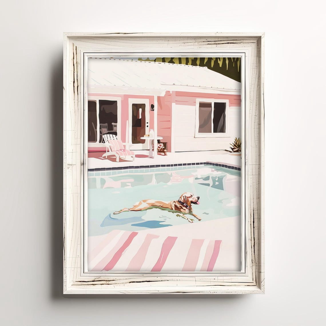 Labrador Retriever Afternoon Float Backyard Dog Swim Whimsical Retro ...