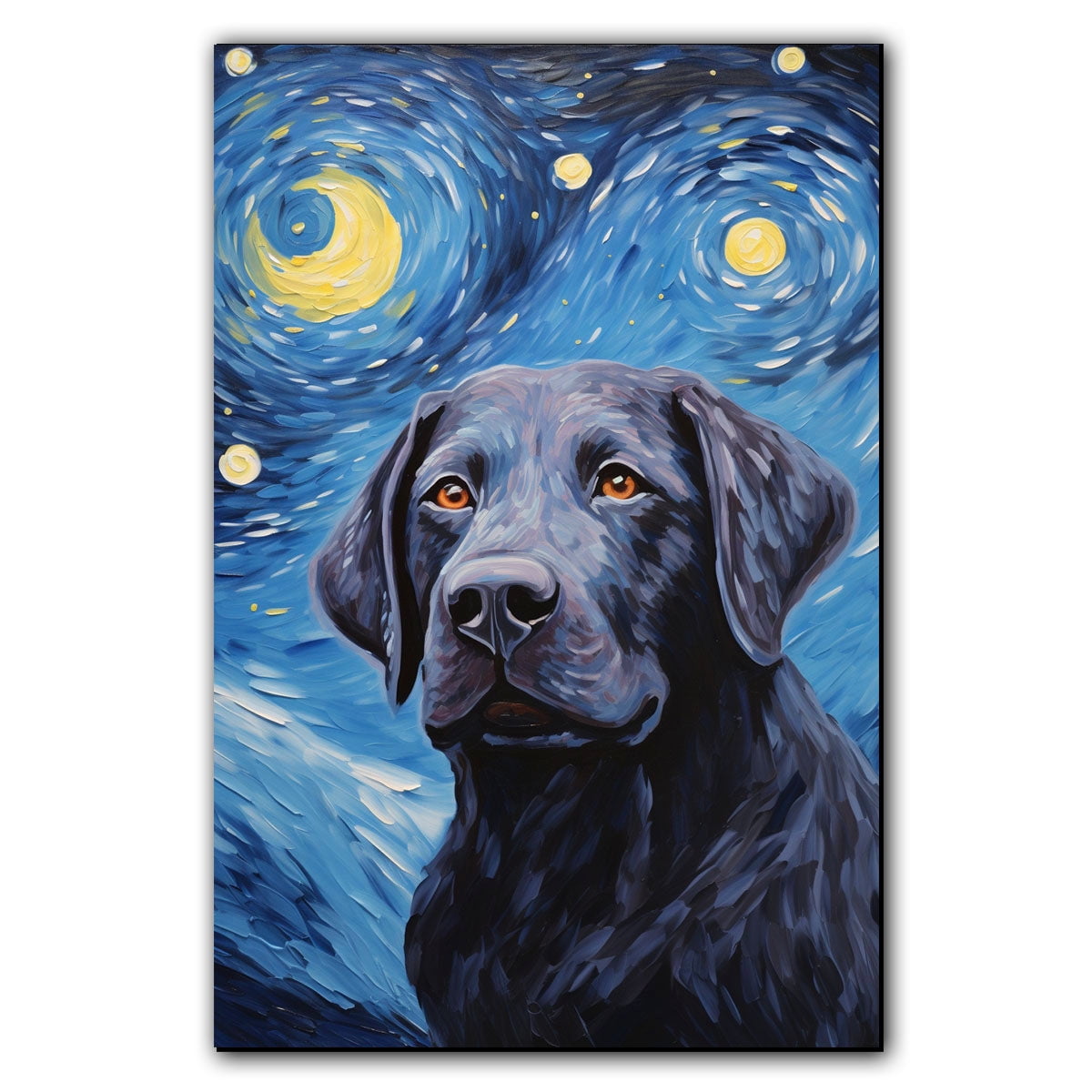 Labrador Retriever Art Starry Night Canvas Print of Van Gogh Oil ...