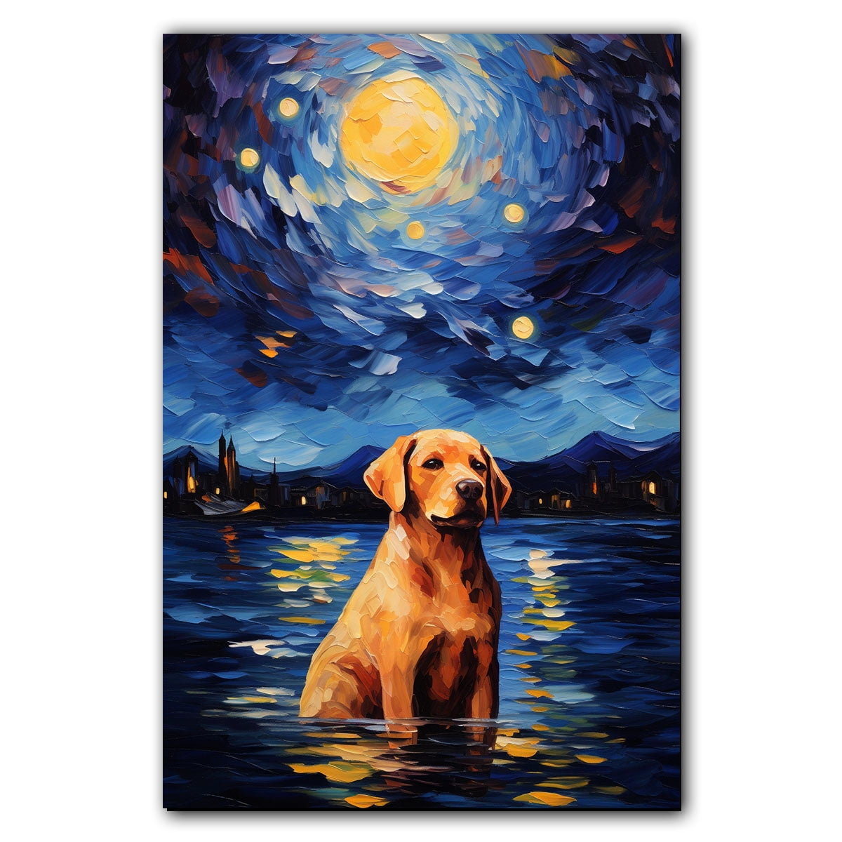 Labrador Retriever Canvas Wall Art Colorful Pet Canvas Oil Painting ...