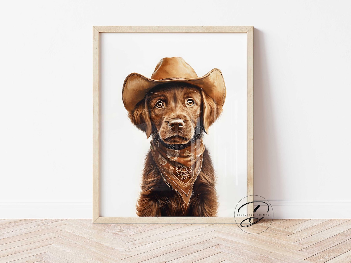 Labrador Retriever Cowboy Print, Puppy Nursery Art, Dog Nursery Wall ...