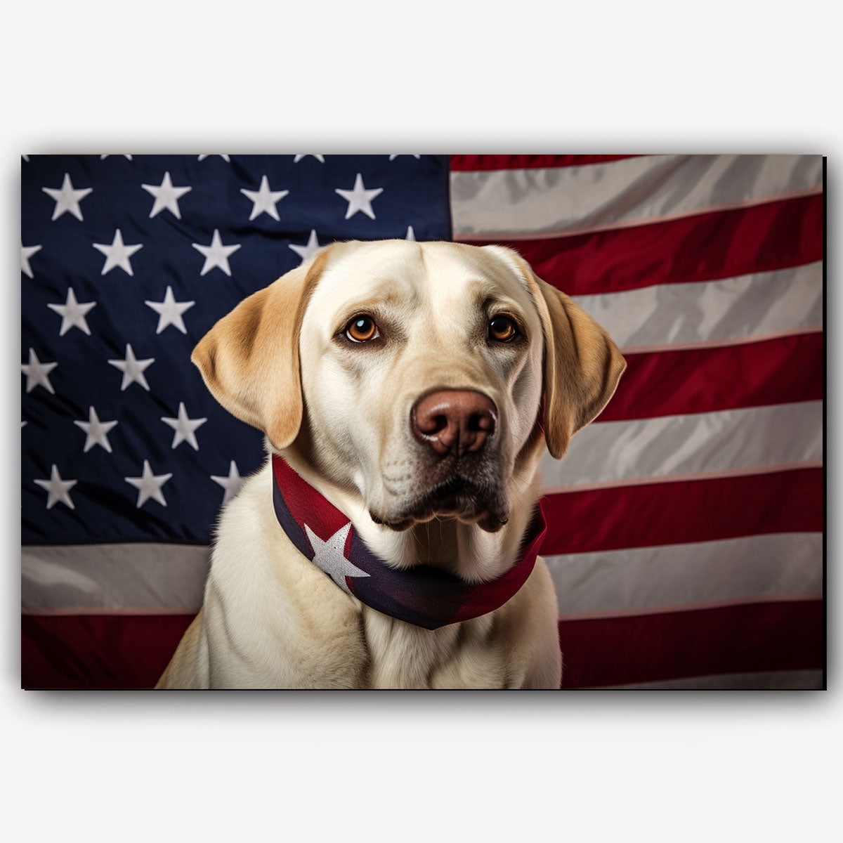 Labrador Retriever Dog with American Flag Canvas Wall Art Dog Pictures for Wall Decor Red White ...