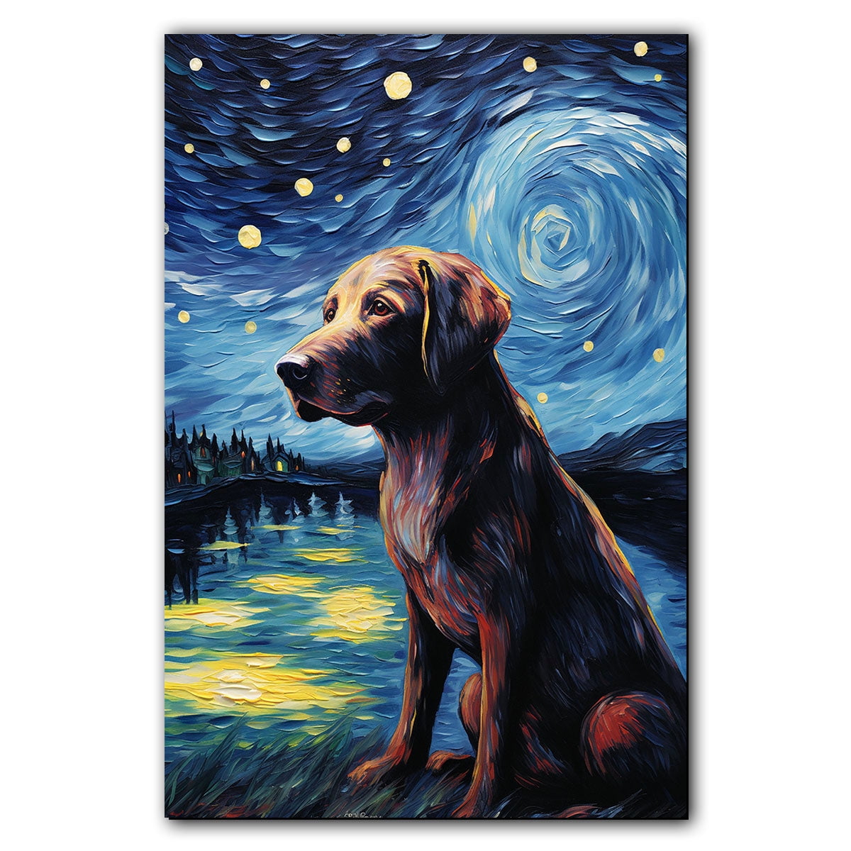 Labrador Retriever Dog Art Starry Night Paintings Van Gogh - Inspired ...