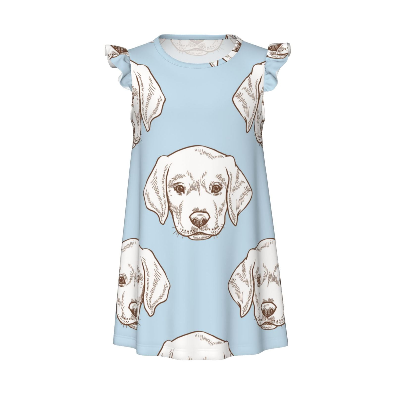 Labrador Retriever Dog Blue Girls Nightgown, Flutter Short Sleeves ...
