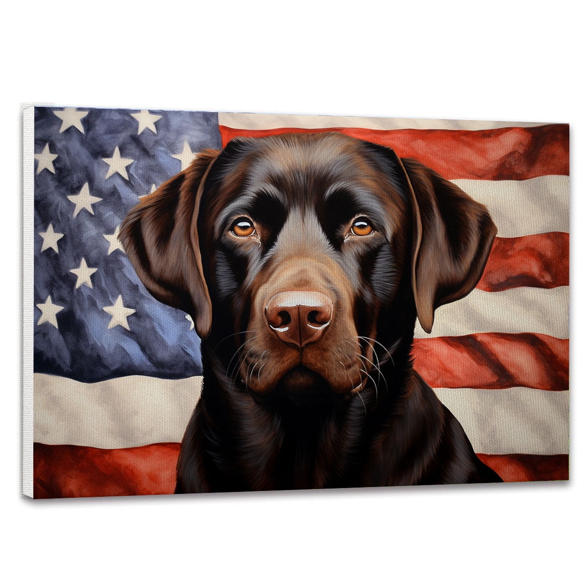 Labrador Retriever Dog Canvas with American Flag Canvas Wall Art Dog ...