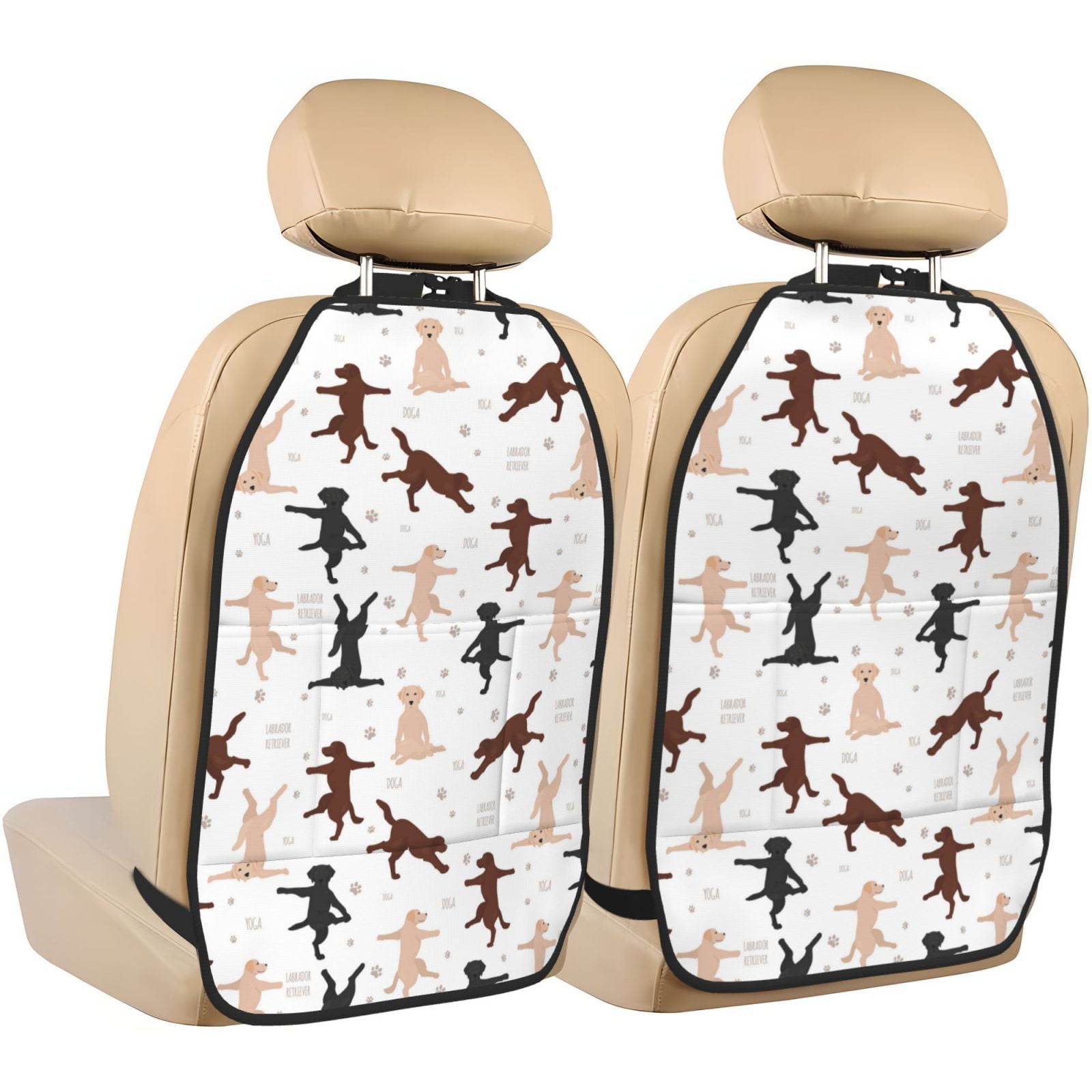 Labrador Retriever Dog Dance Backseat Car Organizer, 2 Pack Kick Mats ...