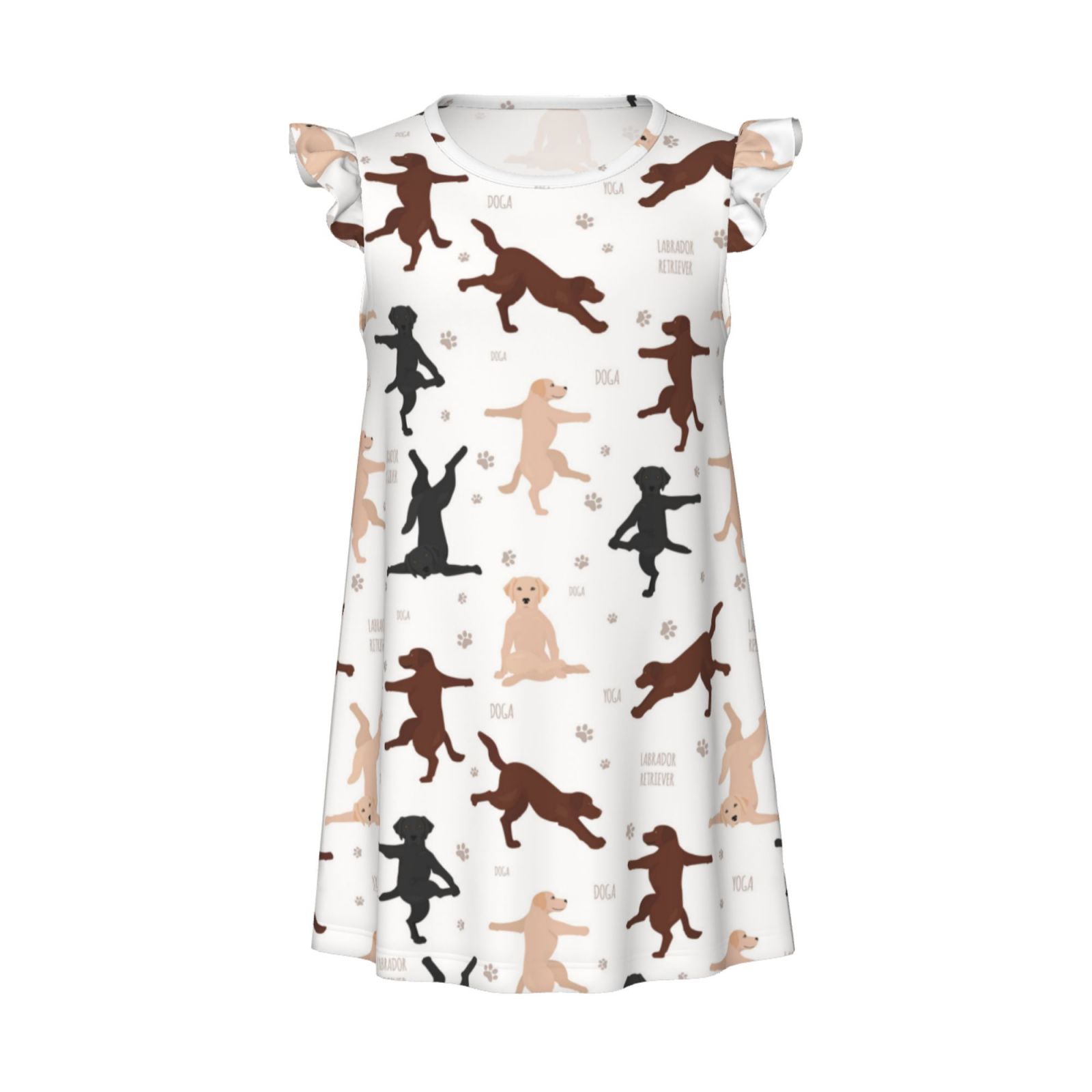 Labrador Retriever Dog Dance Girls Nightgowns, Short Sleeves Princess ...