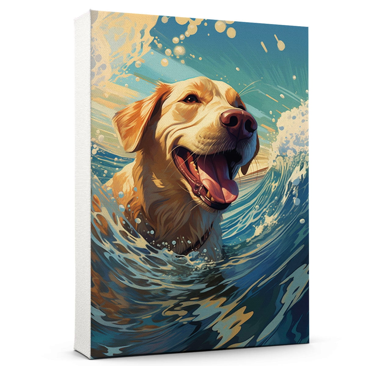 Labrador Retriever Dog With Great Wave Japanese Wall Art poster ...