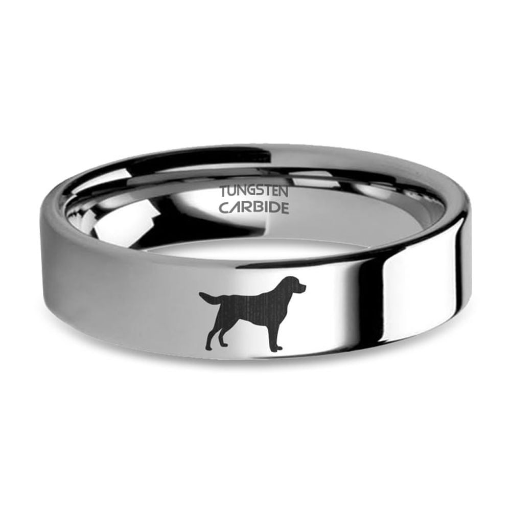 Labrador Retriever Dog Laser Engraved Silver Tungsten Carbide Ring, 6mm ...