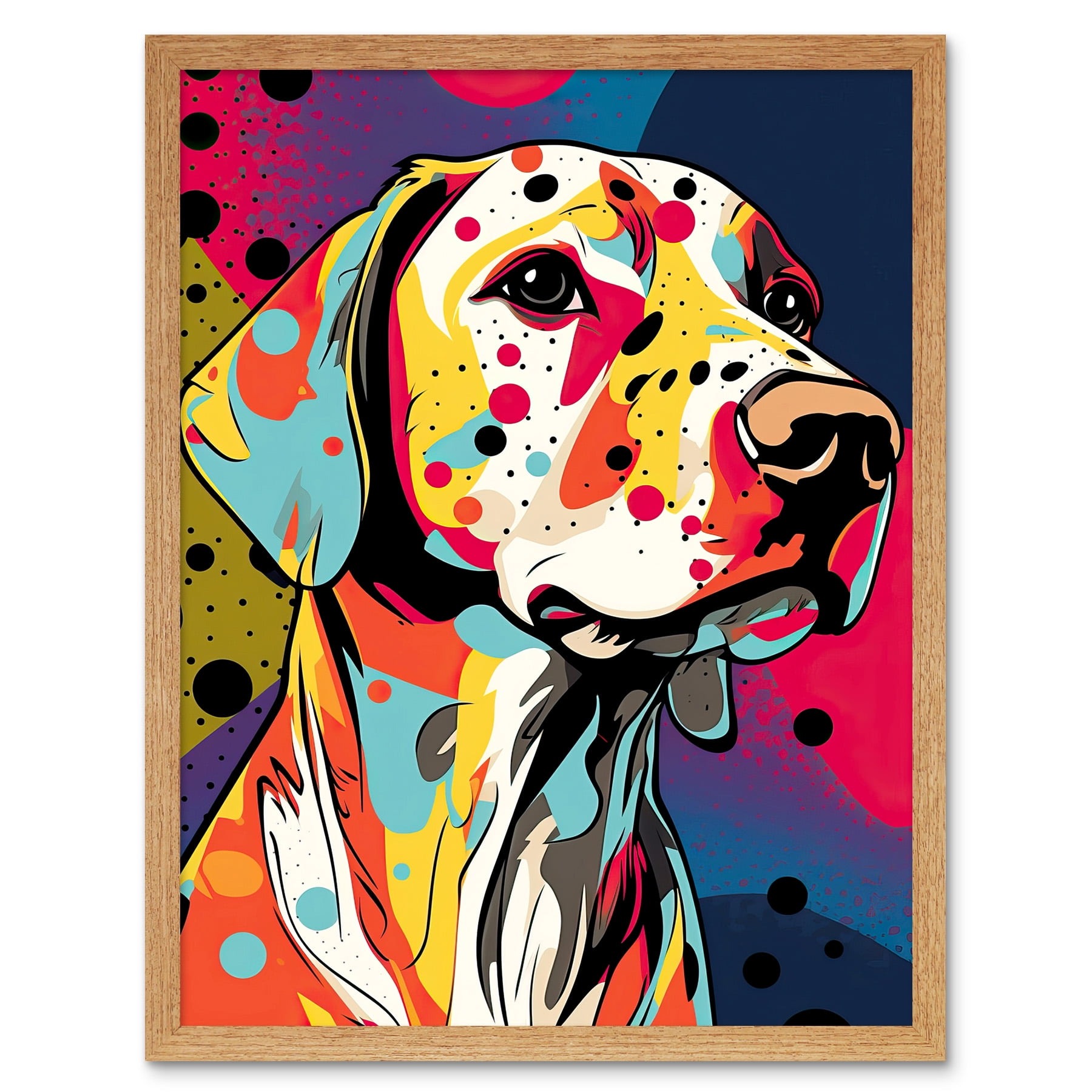 Labrador Retriever Dog Linocut Colourful Pattern Polka Dot Portrait ...