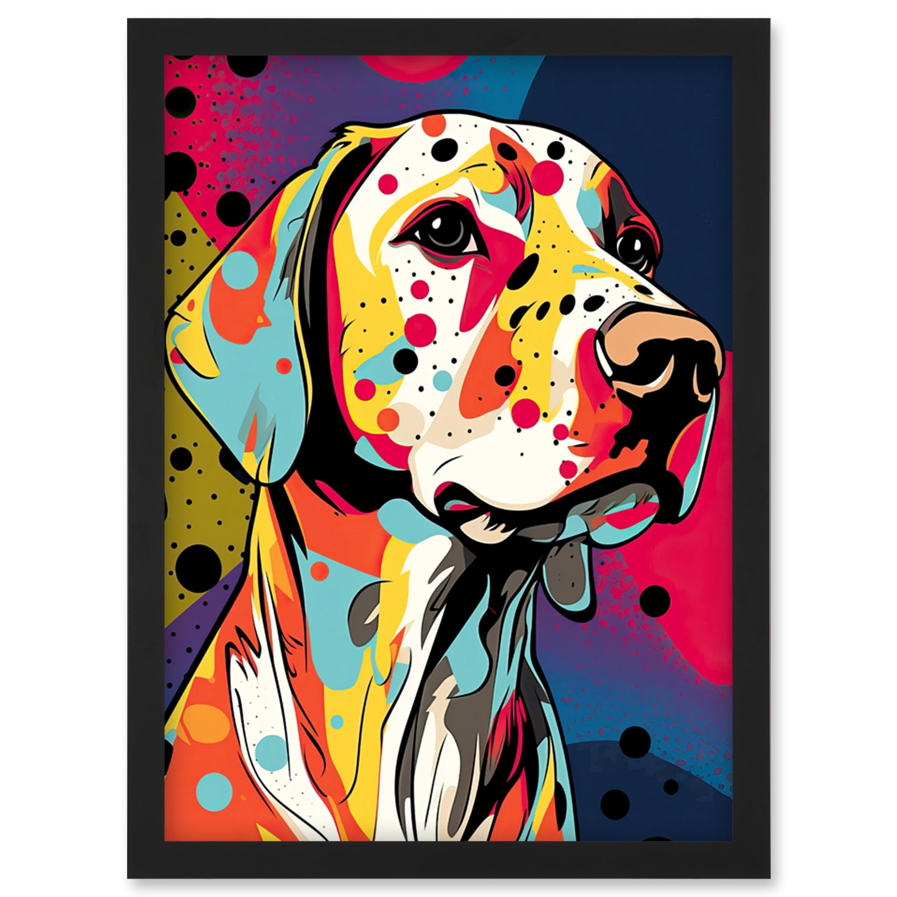 Labrador Retriever Dog Linocut Colourful Pattern Polka Dot Portrait ...