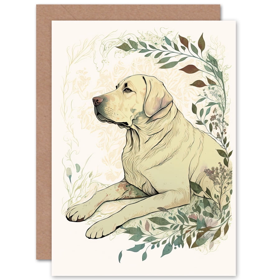 Labrador Retriever Dog Lying in Field Modern Linocut Illustration Art ...