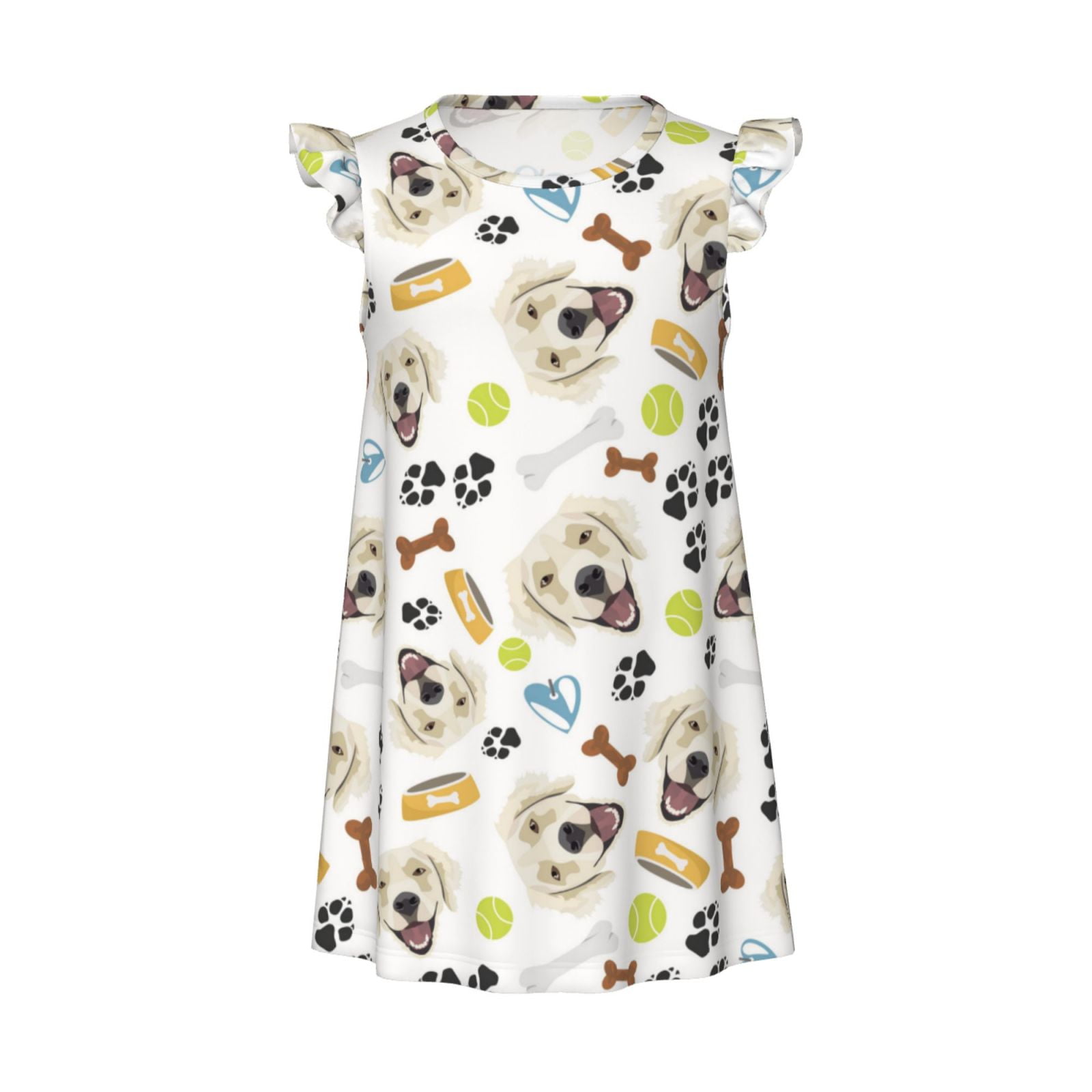 Labrador Retriever Dog No.1005 Girls Nightgowns, Short Sleeves Dress ...