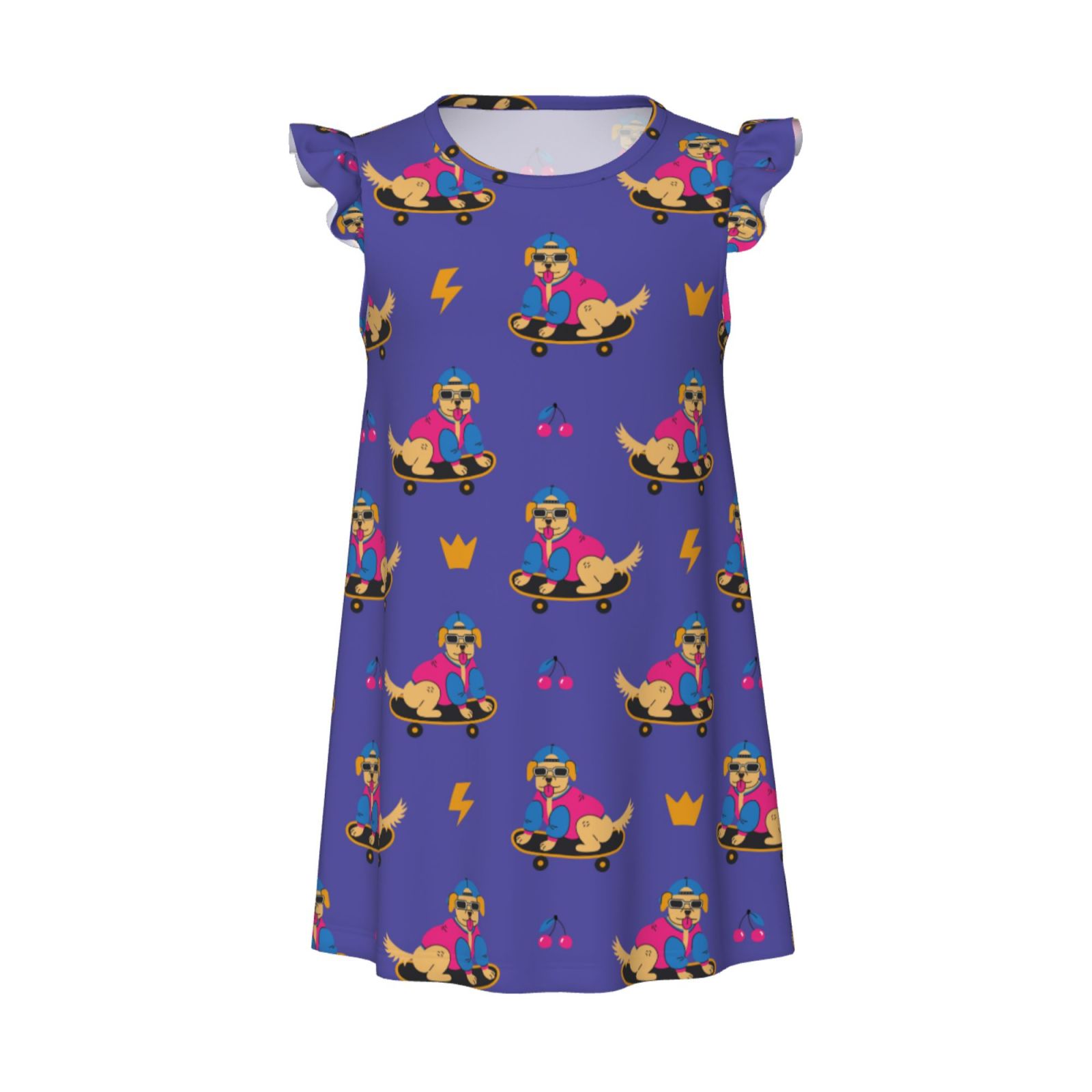 Labrador Retriever Dog No.1020 Girls Nightgown, Flutter Short Sleeves ...