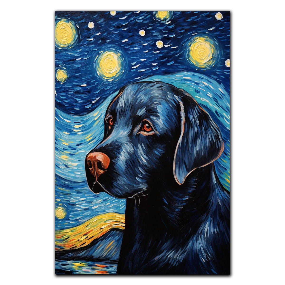 Labrador Retriever Dog Painting and Van Gogh Starry Night Reproduction ...
