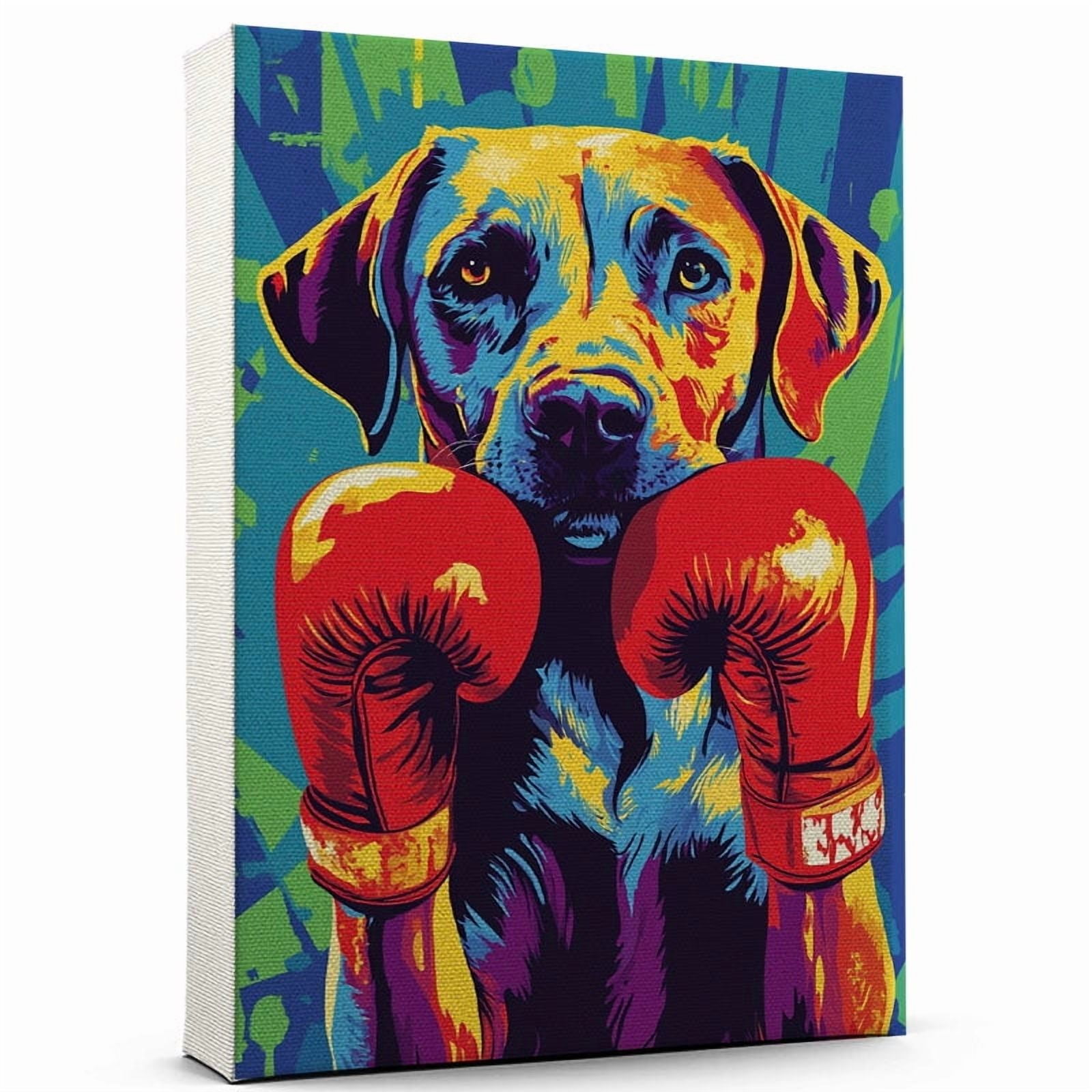Labrador Retriever Dog Playing Boxing Canvas Canvas – Vintage Style ...