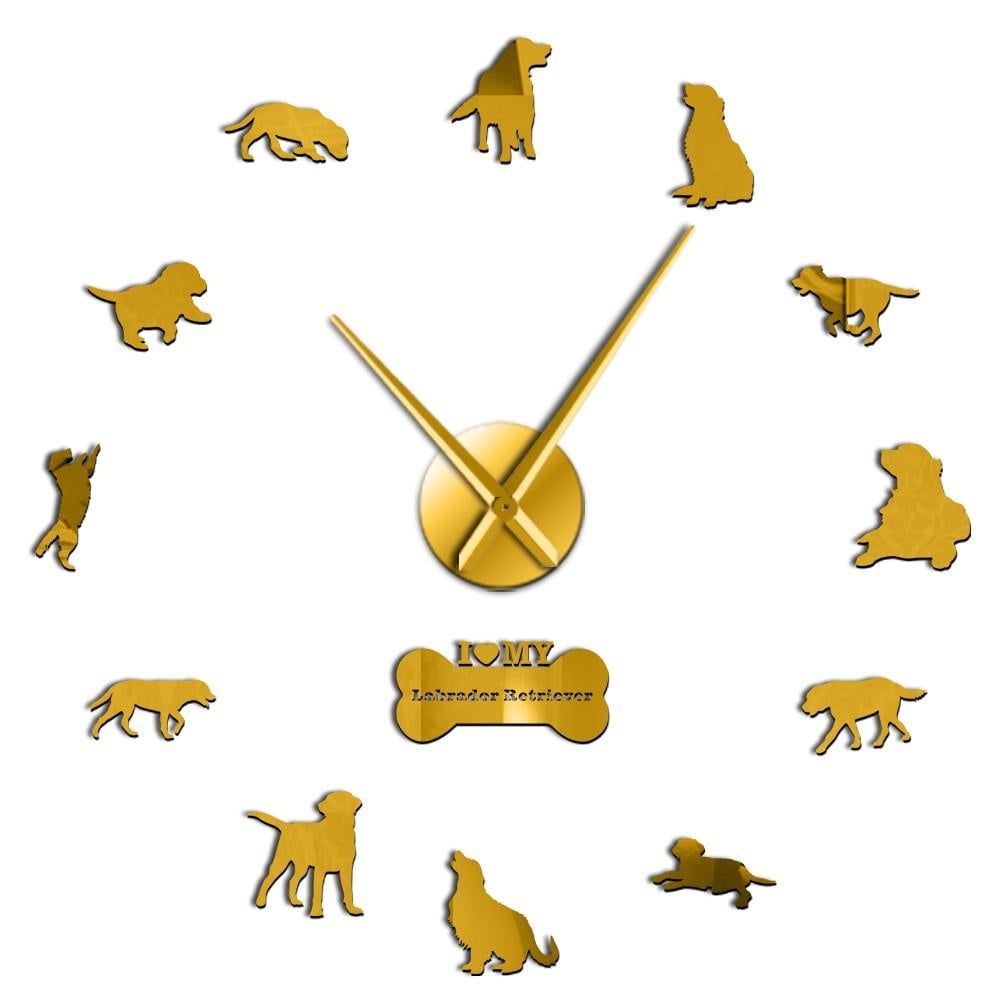The Labrador Retriever Dog Silhouette Frameless Wall Clock Stickers ...