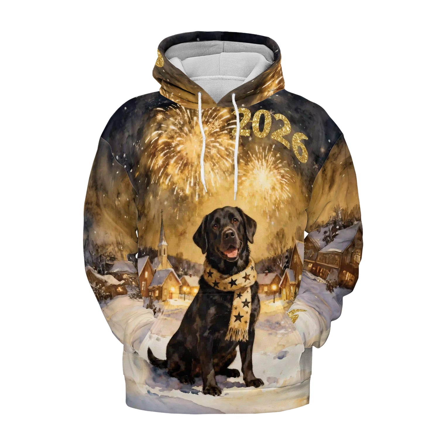 Labrador Retriever Happy New Year 2026 with Fireworks on New Year's Eve ...