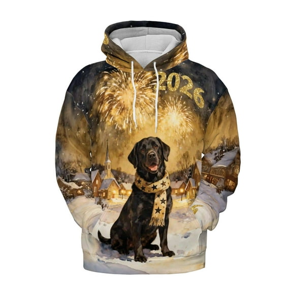 Labrador Retriever Happy New Year 2026 with Fireworks on New Year's Eve ...