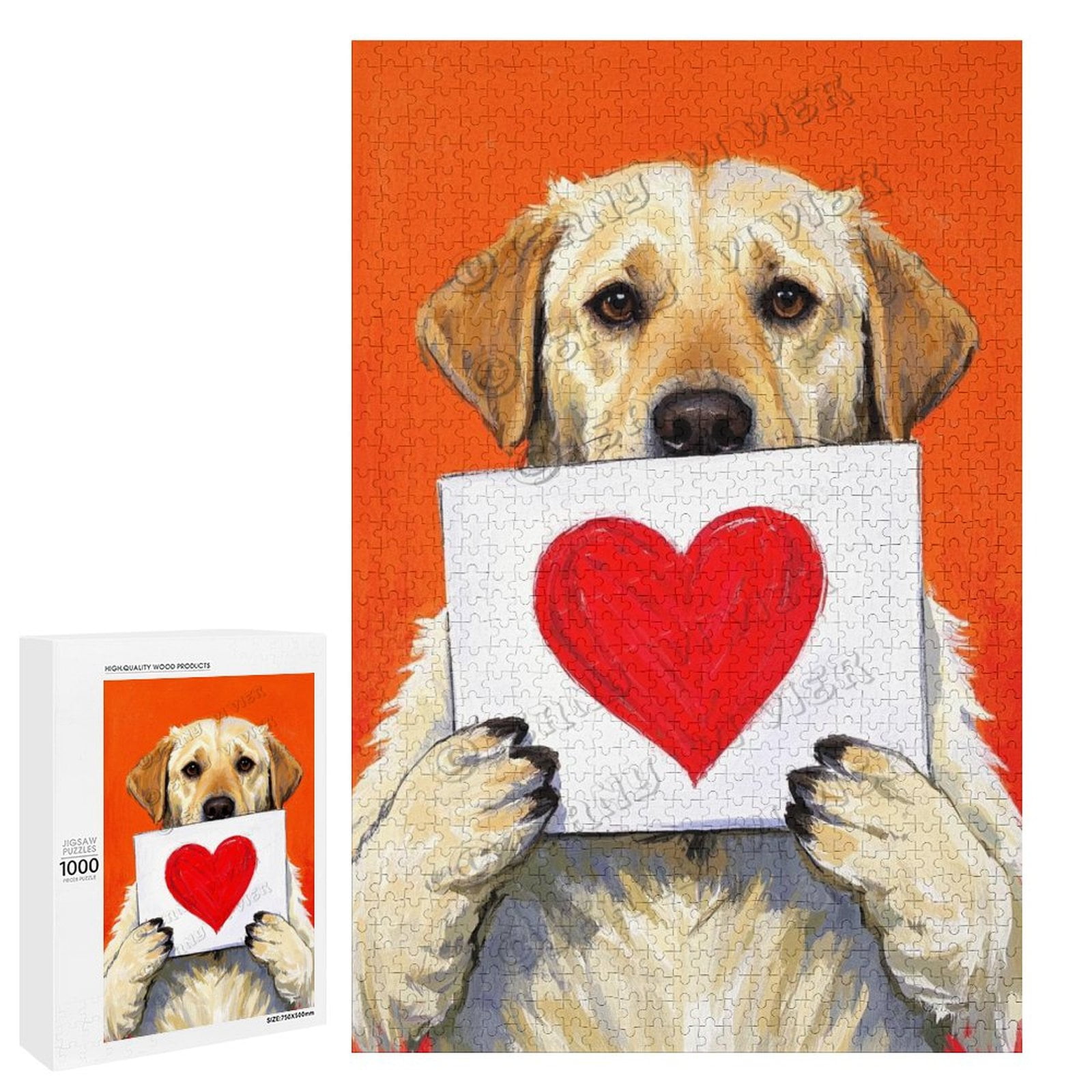 Labrador Retriever With Heart Love 1000 Piece Wooden Jigsaw Puzzle for ...