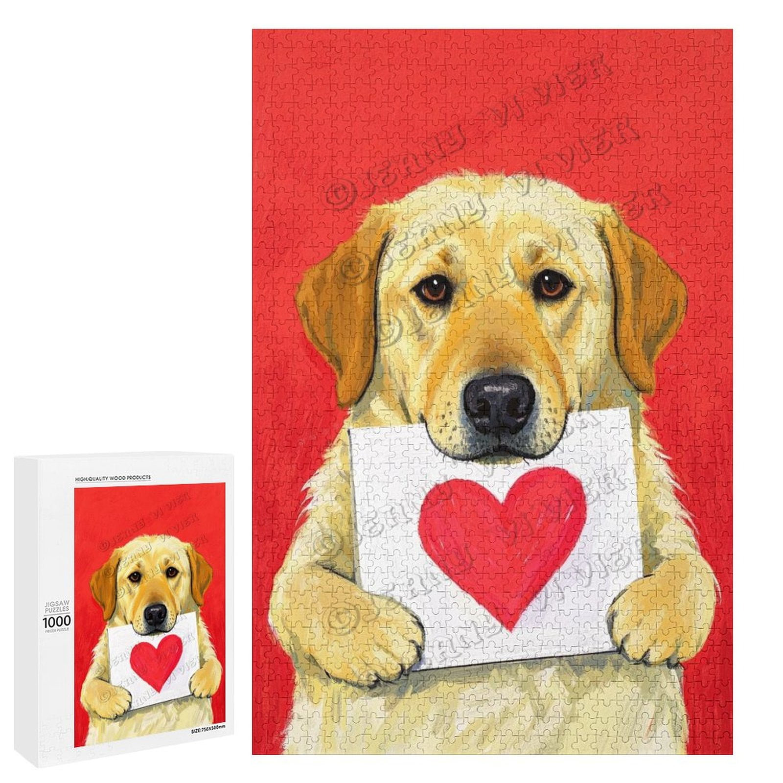 Labrador Retriever With Heart Love 1000 Piece Wooden Puzzle for Adults ...