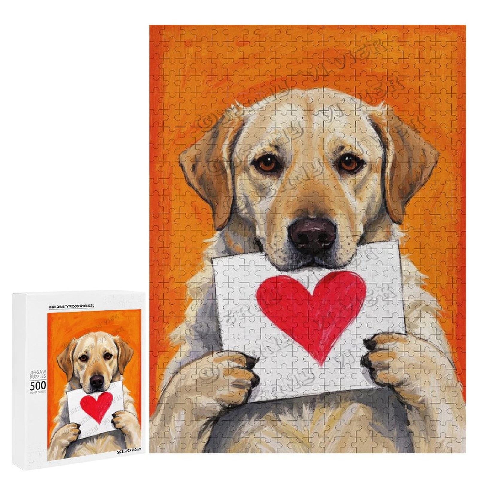 Labrador Retriever With Heart Love 500 Piece Wooden Jigsaw Puzzle for ...