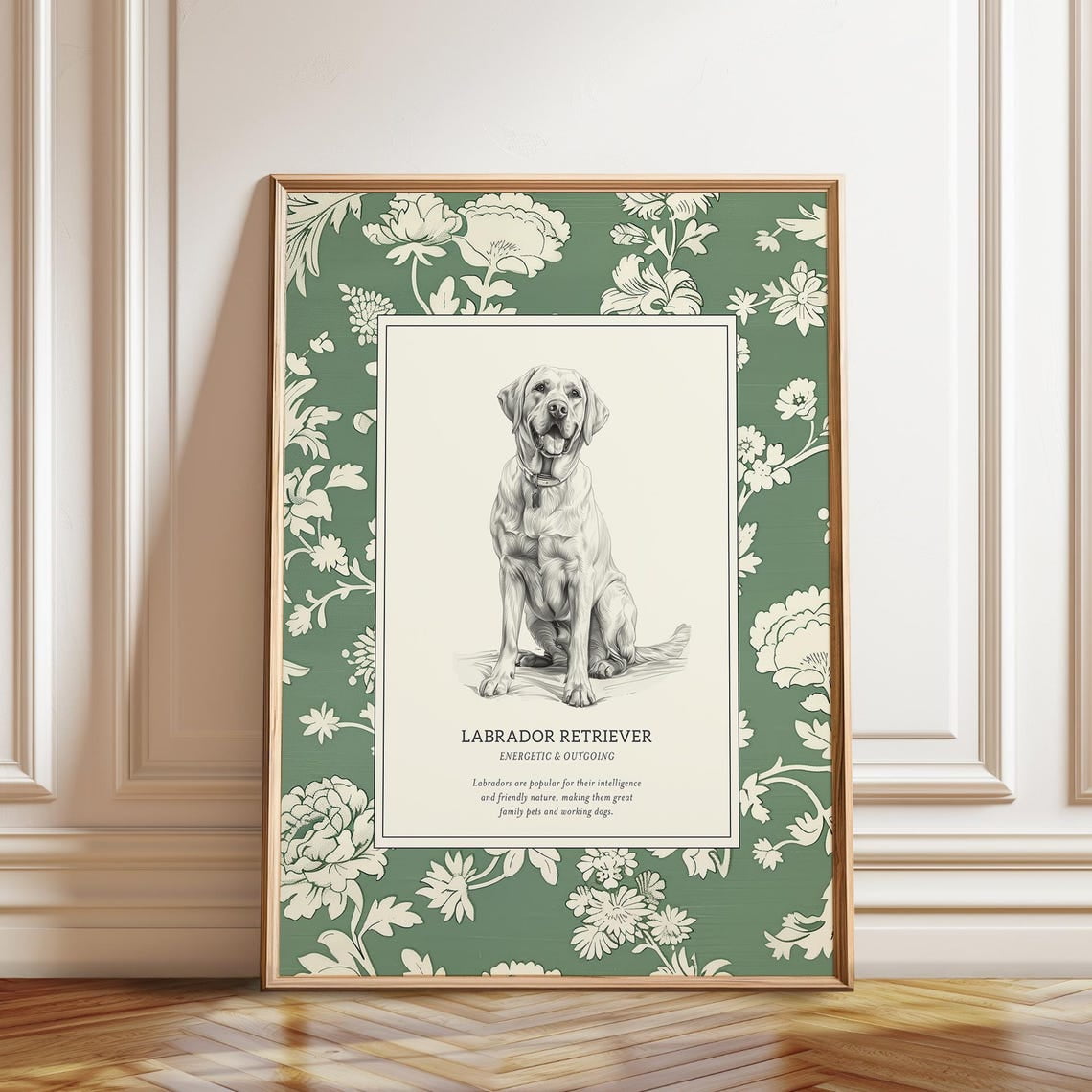 Labrador Retriever Poster - Dog Breed Illustration - Floral Dog Wall ...
