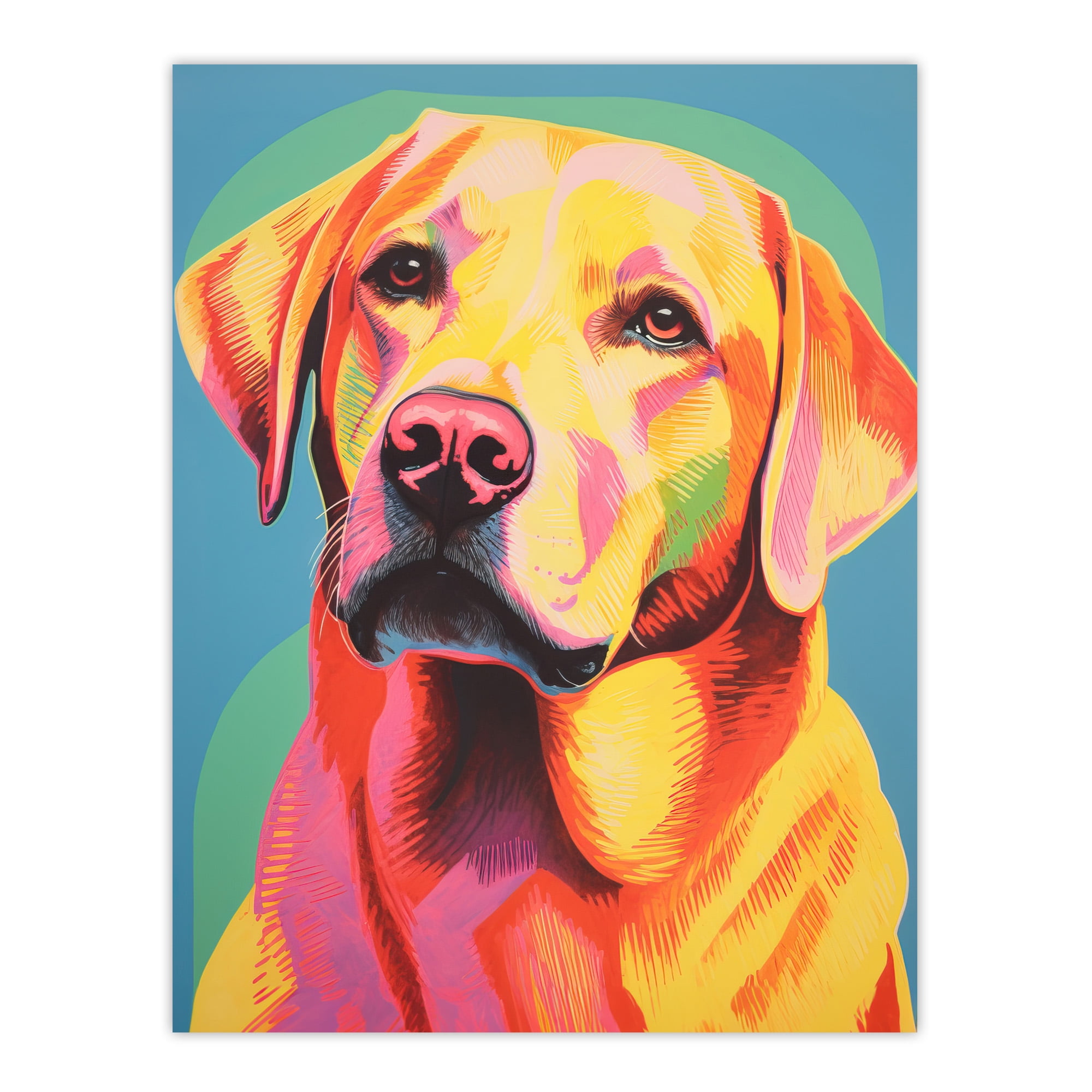 Labrador Retriever Retro Screen Print Risograph Dog Artwork Spot Block ...