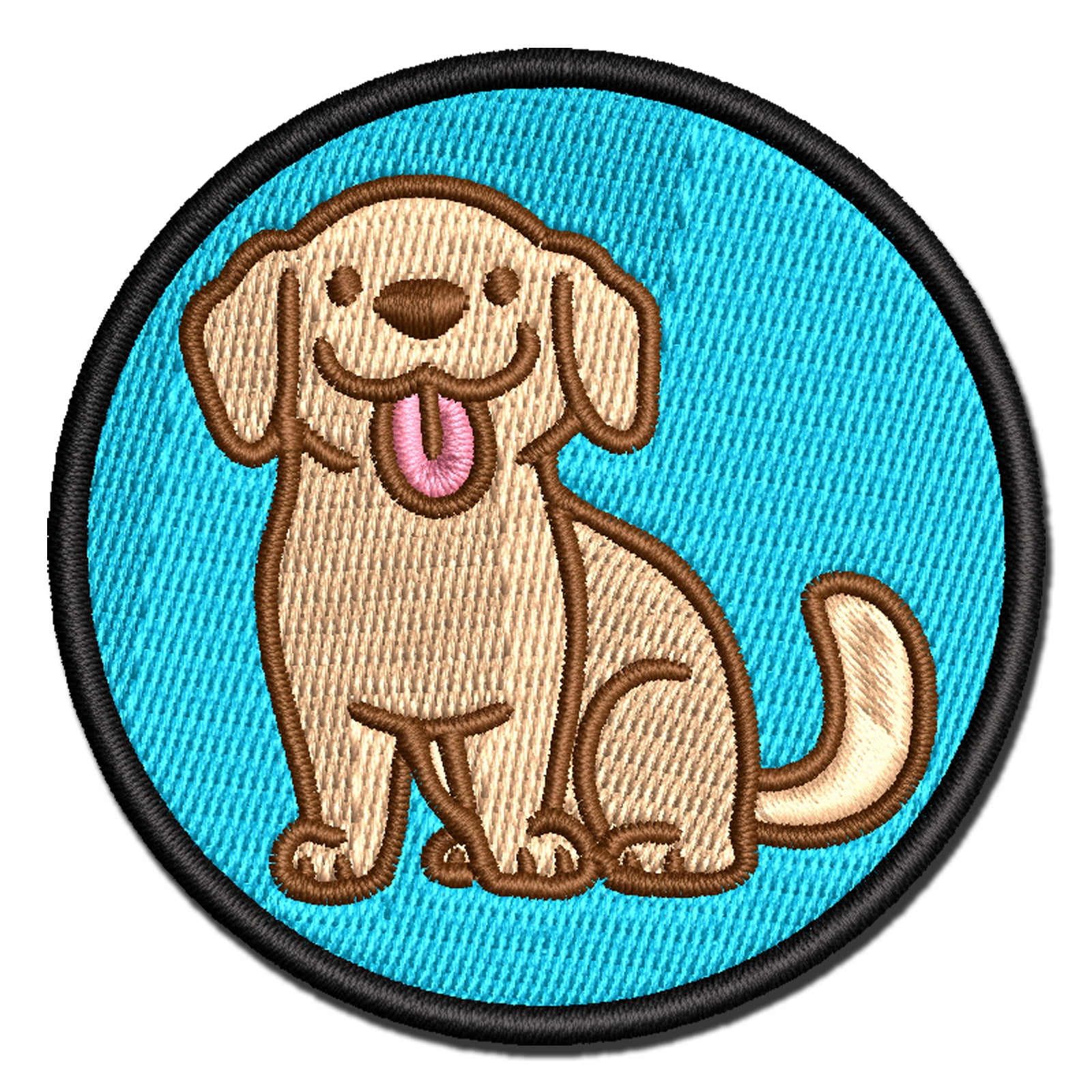 Labrador Retriever Sitting with Tongue Out Dog Applique Multi-Color ...