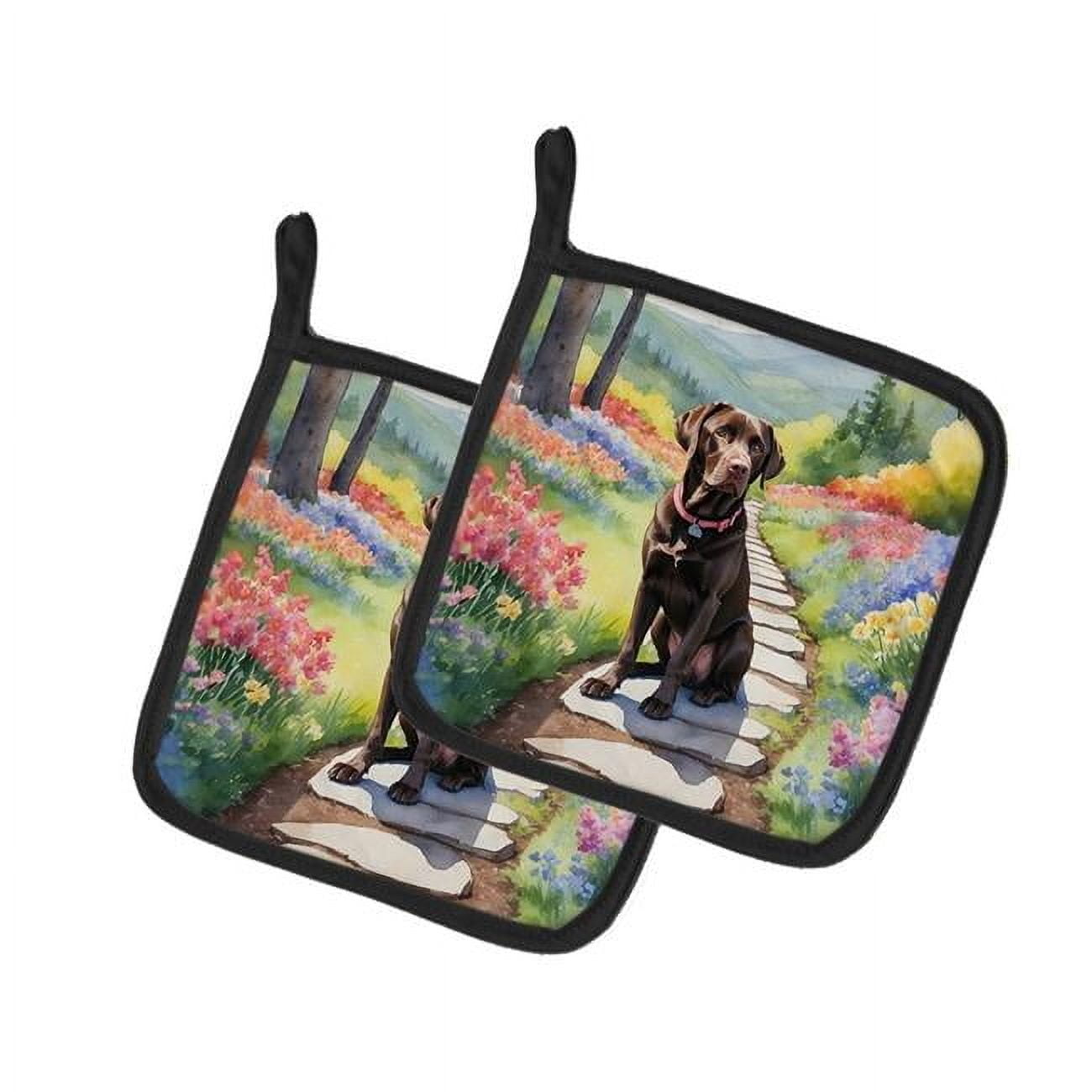 Labrador Retriever Spring Path Pair of Pot Holders 7.5 in x 7.5 in ...