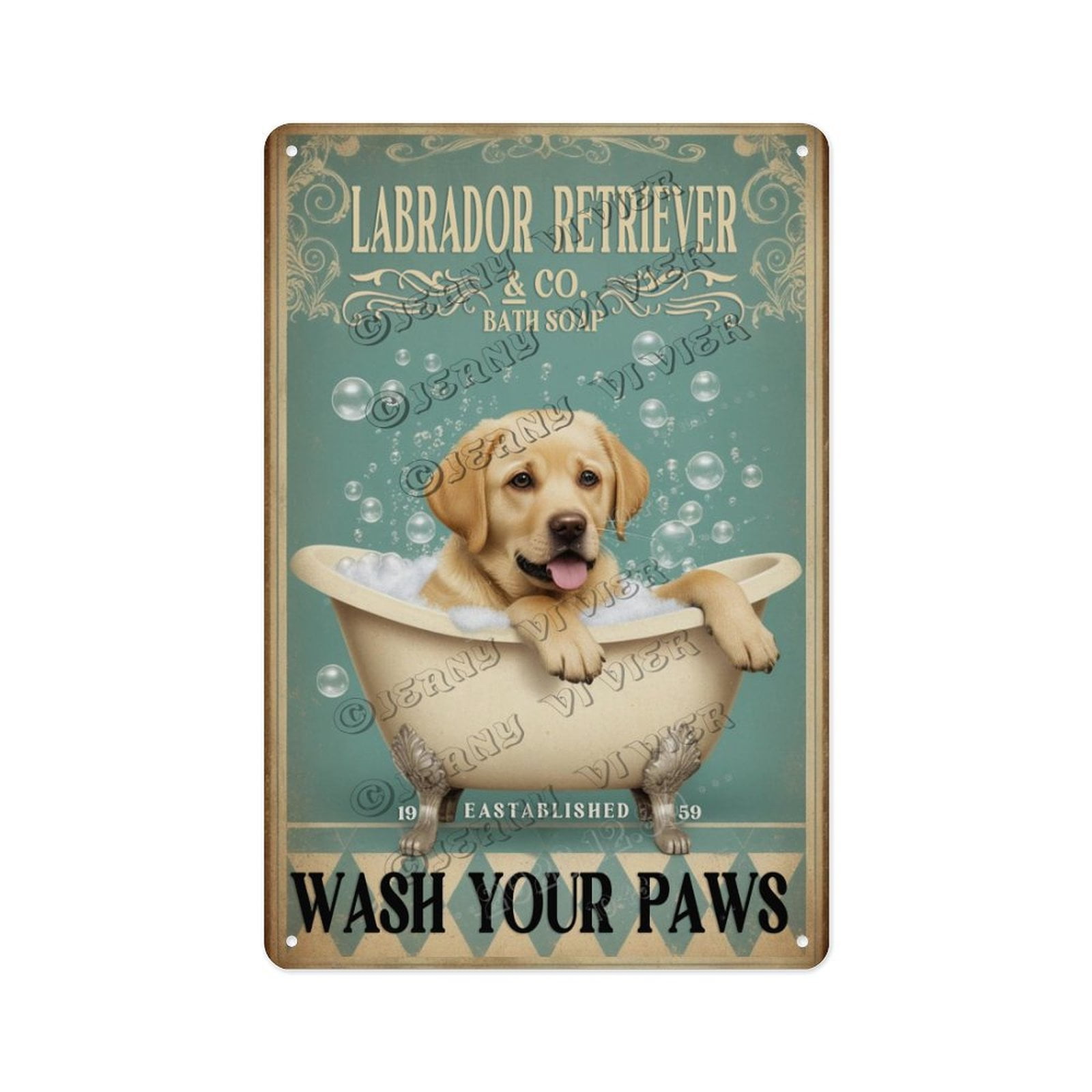 Labrador Retriever Wash Your Paws – Dog-Themed Tin Sign – Quirky ...