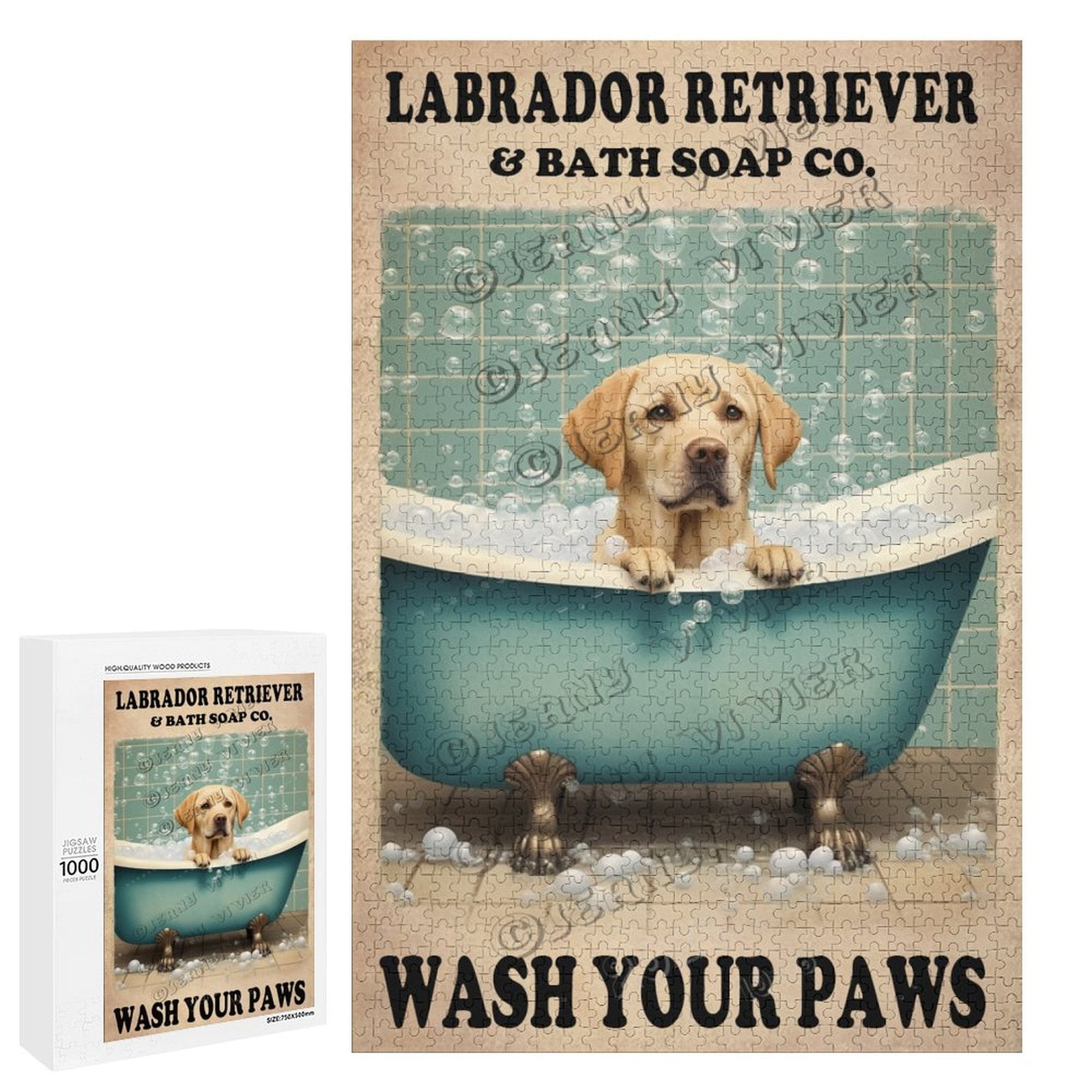 Labrador Retriever Wash Your Paws Puzzle - 1000 pcs Wooden Puzzle for ...