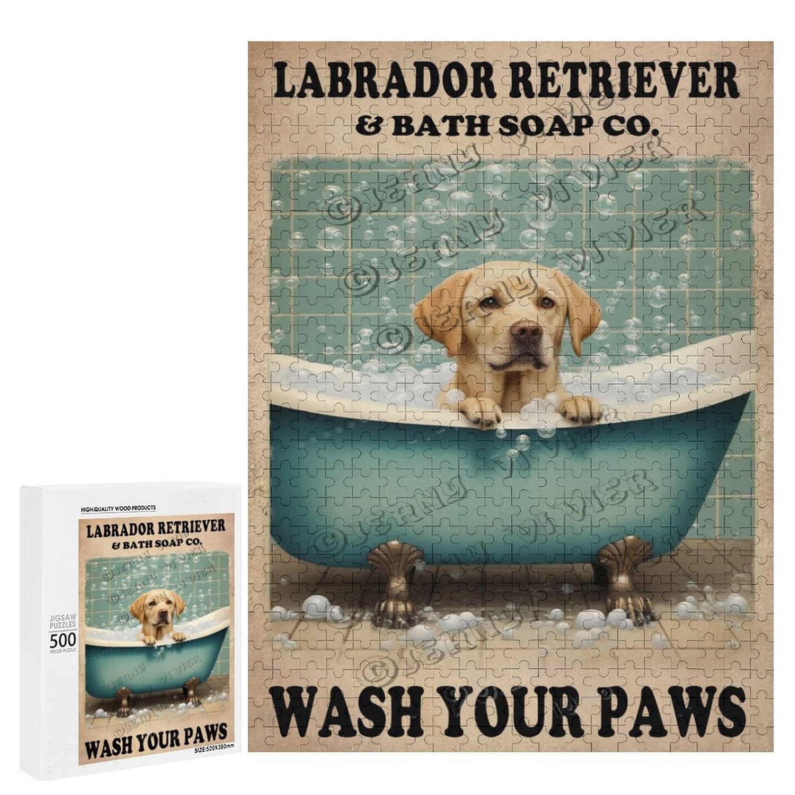 Labrador Retriever Wash Your Paws Puzzle - 500 pcs Wooden Puzzle for ...