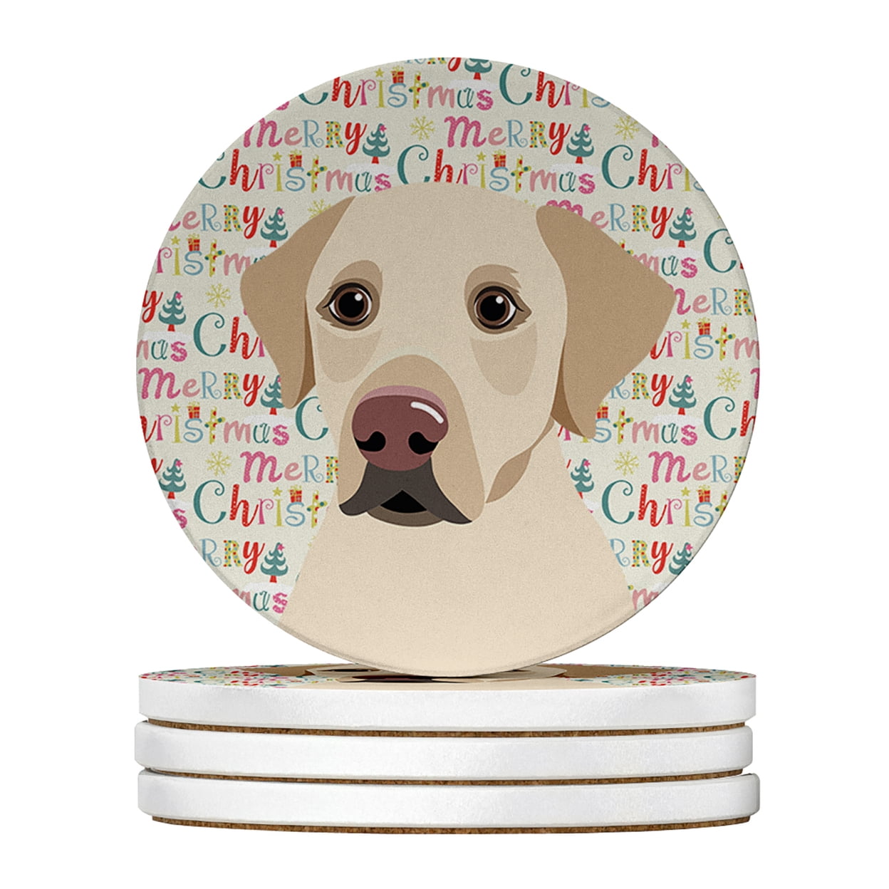 Labrador Retriever Yellow #3 Christmas Large Sandstone Coasters Pack of ...