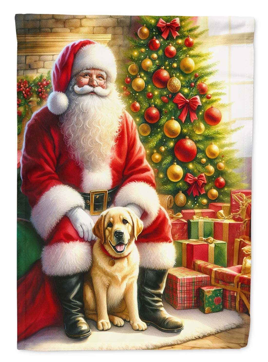 Labrador Retriever and Santa Claus House Flag - Walmart.com