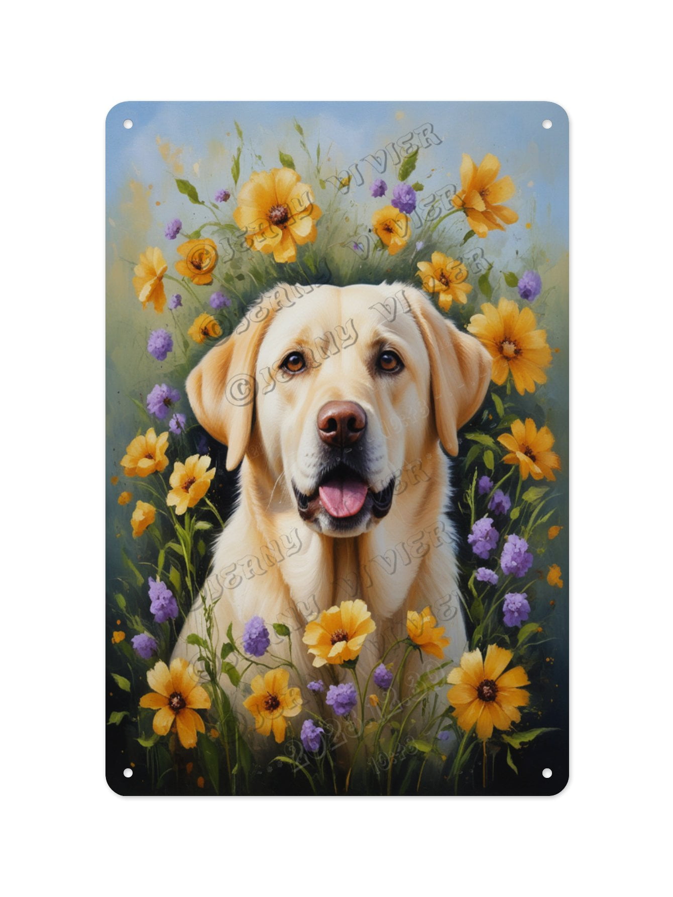 Labrador Retriever in Wildflower Field Aluminum Sign 8x12 Inches ...