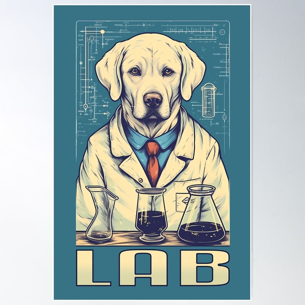 Labrador Scientist Lab Puns Science Poster Wall Art, Modern Wall Decor ...