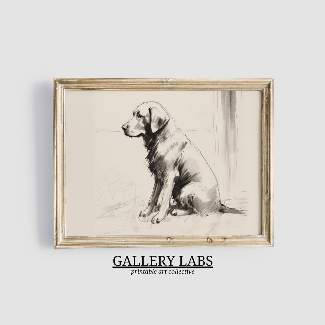 Labrador Sketch Wall Art Minimalist Apartment Decor Able Vintage Dog ...