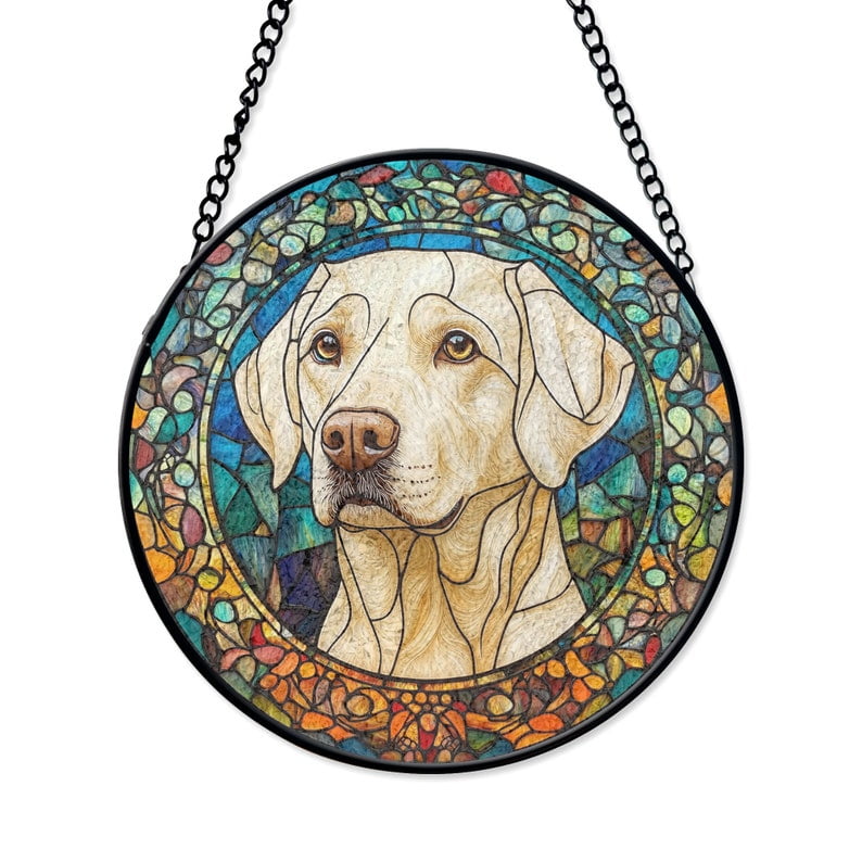 Labrador Stained Glass Panel – Elegant Dog Art Decor with Intricate ...