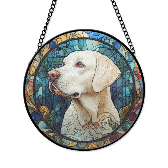 Labrador Stained Glass Panel – Graceful Dog Art Decor with Nature ...